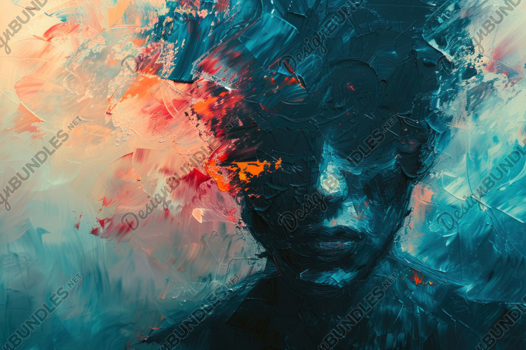 Painting of a Man with a Face Background Wallpaper