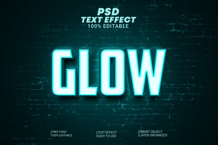 Glow PSD 3d psd text effect style editable