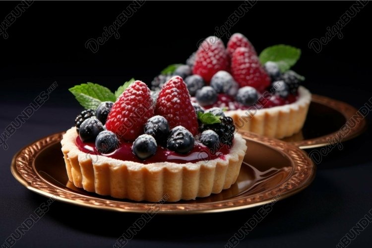 Delectable Two berry tarts. Generate Ai