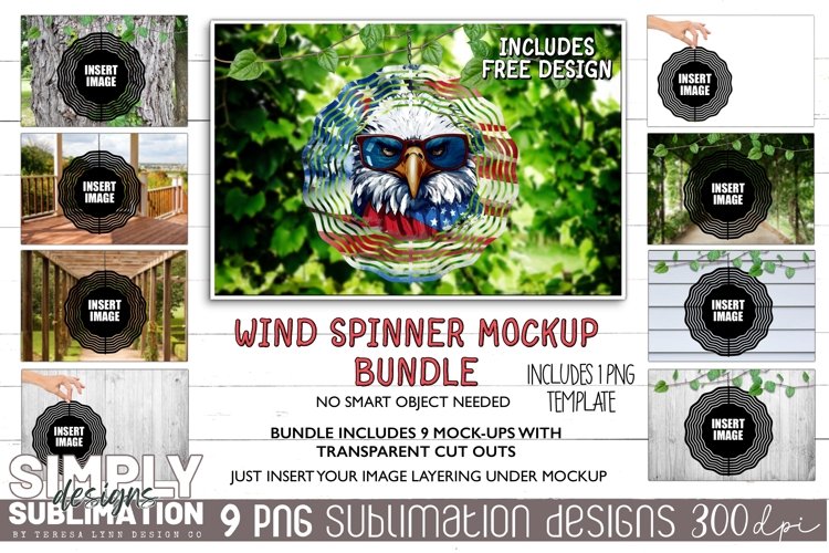 Sublimation Wind Spinner Mockup Bundle, Includes Template