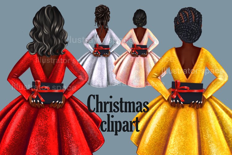 African American girl Clipart christmas, Christmas girl art (1024421 ...