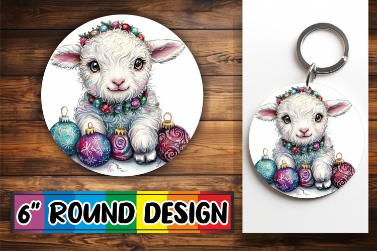 Elegant Round Design for Keychains , Xmas