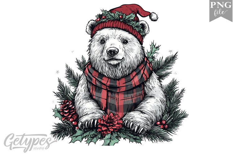Christmas Bear Clipart - High Quality 300 Dpi
