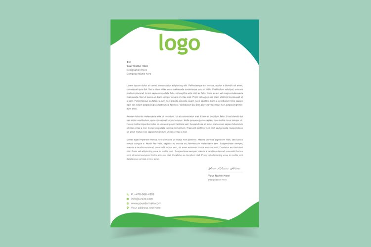 Green Color Simple Creative Letterhead Template Design