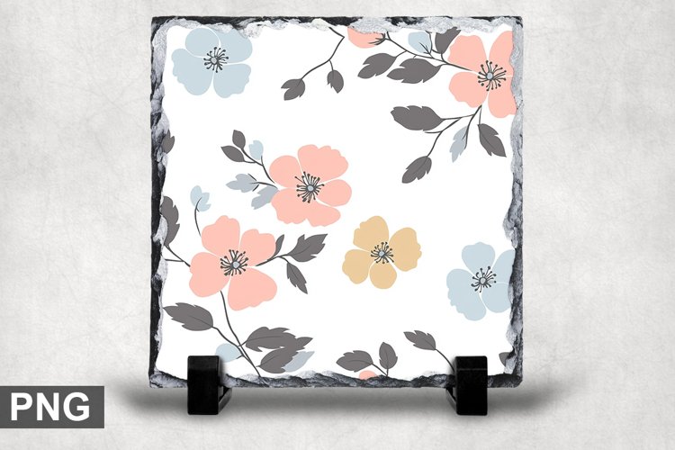 Pastel Flowers Square Sublimation Slate Design