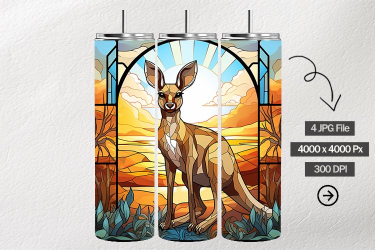 Kangaroo Stained Glass Square Coaster - 04 Variations