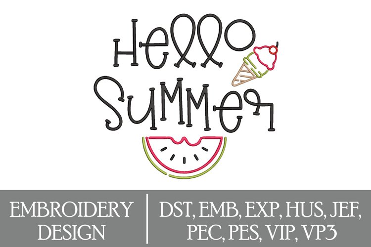 Hello Summer Machine Embroidery Design