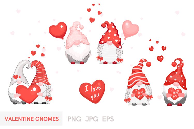 Valentine gnomes clip art (568601) | Illustrations | Design Bundles