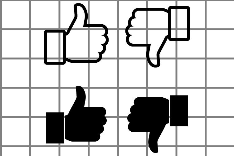 Like and dislike icons vector set. Thumb illustration.