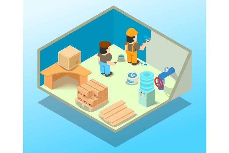 Utility room concept banner, isometric style (493399)