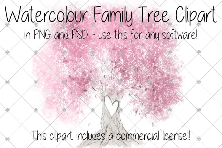Family Tree clipart, Watercolour clipart, Tree clipart, pink (761833 ...
