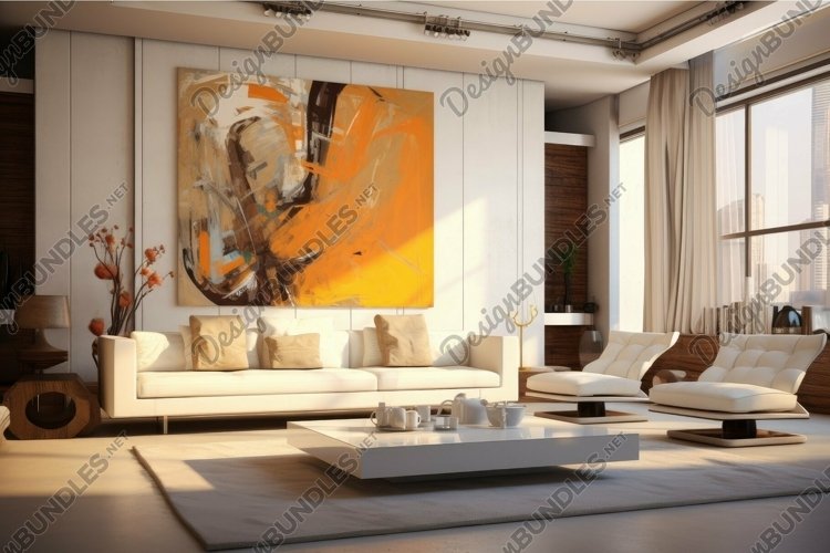 Modern living room with abstract artwork (4365665)