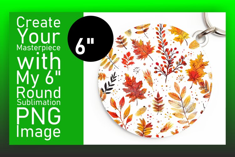 Warm Fall Leaves Pattern Round Design Keychain