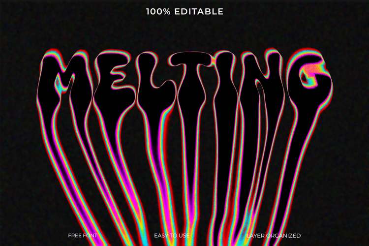 Melting MELTING Text Design with Glitch Effect