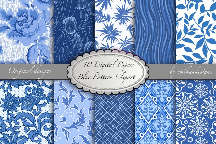Blue Scrapbooking digital paper and clipart