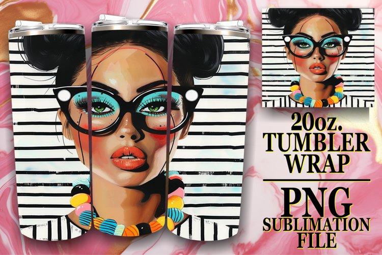 Portrait Elegance: Striped Pattern Tumbler (3743569)