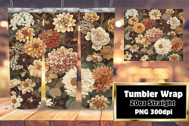 Retro Floral Design Tumbler Wrap - 20oz Wonder (3340064)