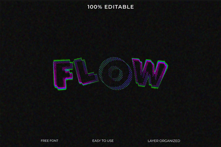 Modern Glitch Text Effect FLOW Design