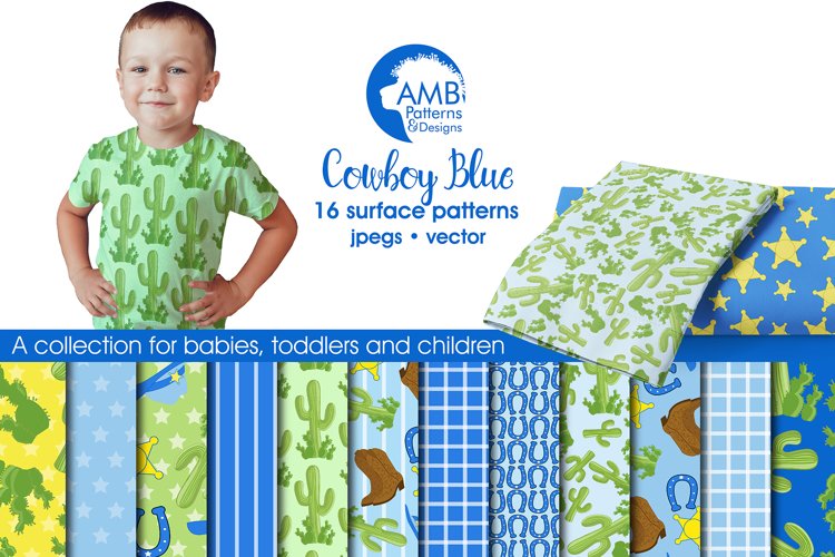 Cowboy Blue Surface Patterns, Cowboy Papers, AMB-185