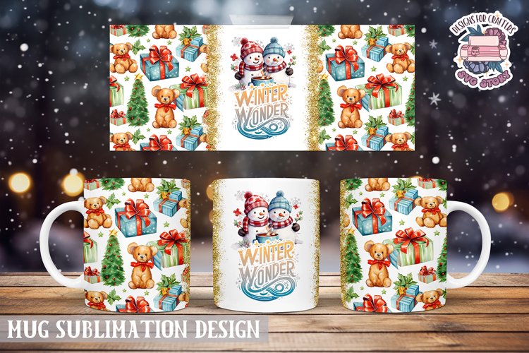 Christmas Mug Wrap Sublimation Winter Wonder quote