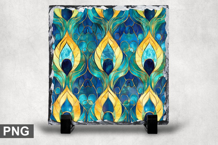Stained Glass Peacock - Square Sublimation Slate Design