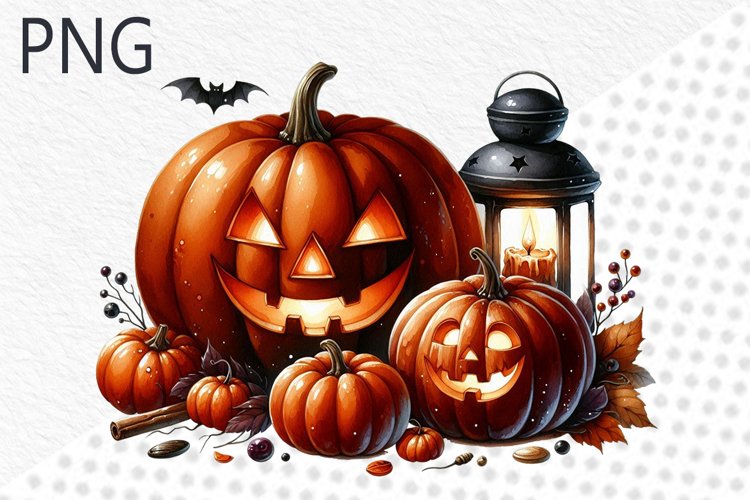 Halloween Pumpkins Sublimation - Clipart PNG Design