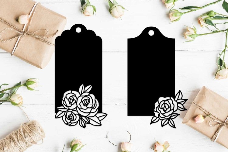 Set of 2 Floral tag stencils. (278267) | Illustrations | Design Bundles