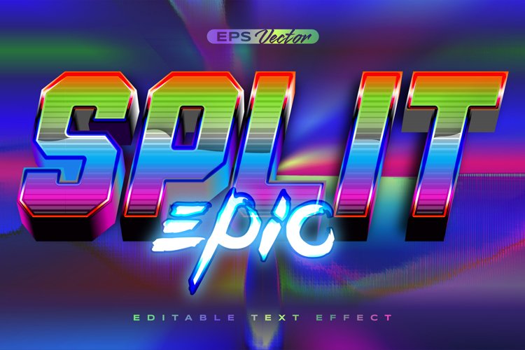 Retro shiny Y2K editable text effect split epic with future