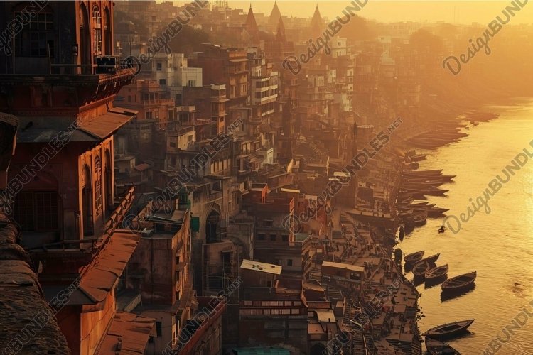 Historic Ancient varanasi city. Generate AI