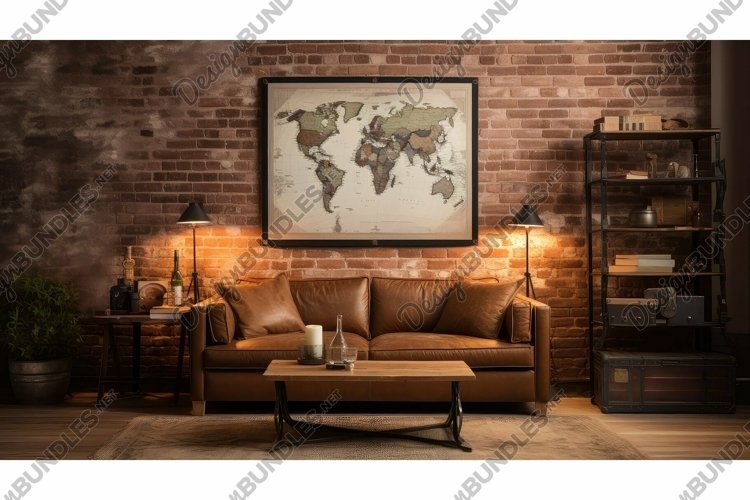 wooden rustic interior with poster