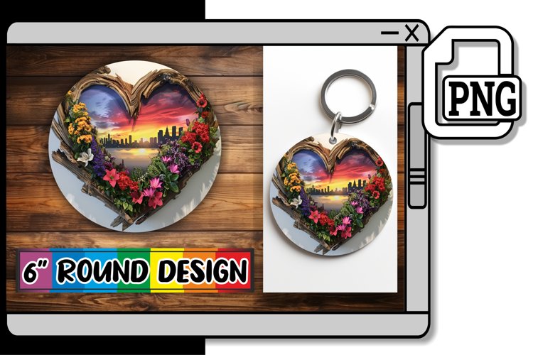 Heartwood Wonder: Landscape Circle Design Keychain (3798661)