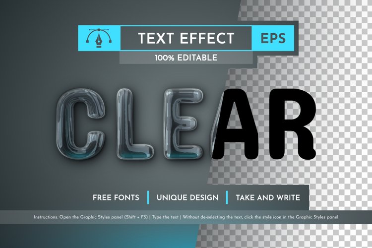 Clear Editable Text Effect, Graphic Style