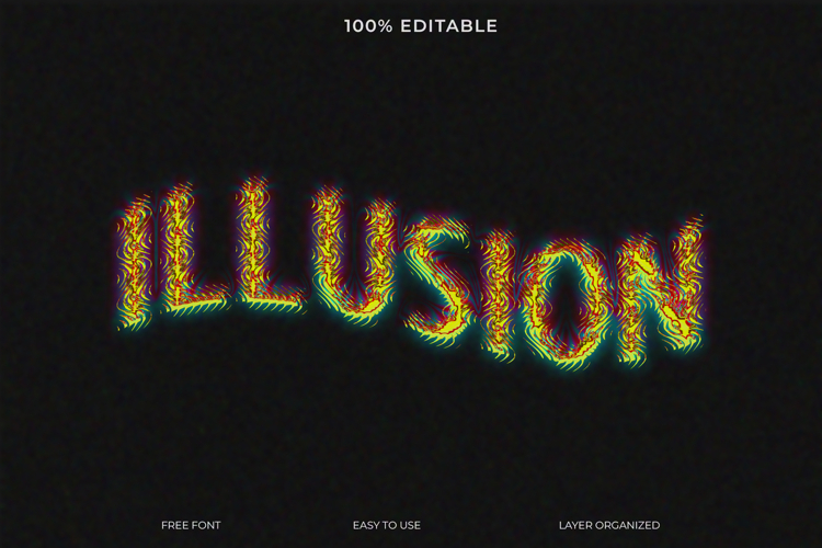 A vibrant, stylized Illusion text graphic.