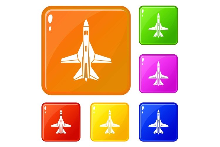 Commercial plane icons set vector color