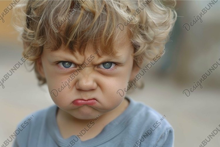 Cute toddler with a frown