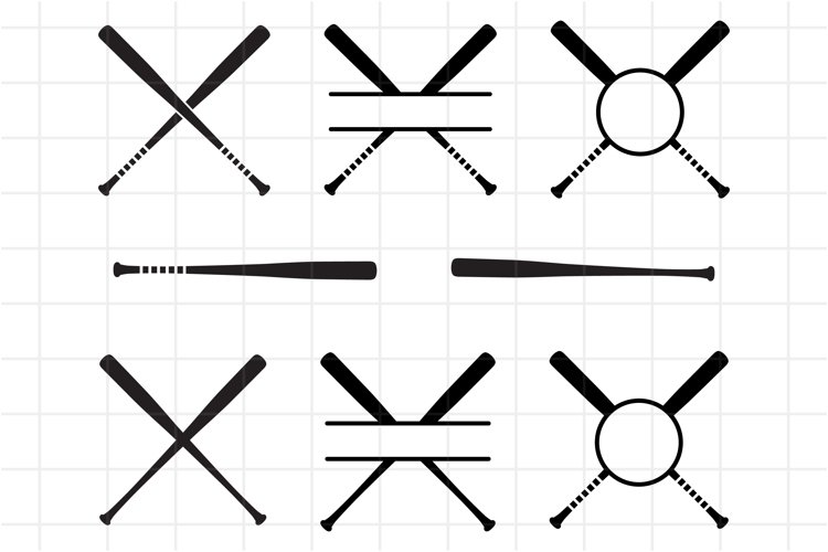 Baseball monogram SVG cut file, Criss cross softball bat. (730255 ...