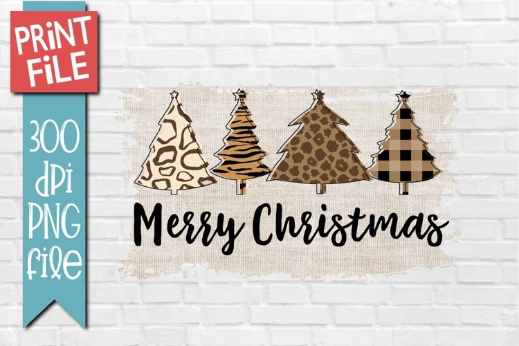Merry Christmas Trees Sublimation Design