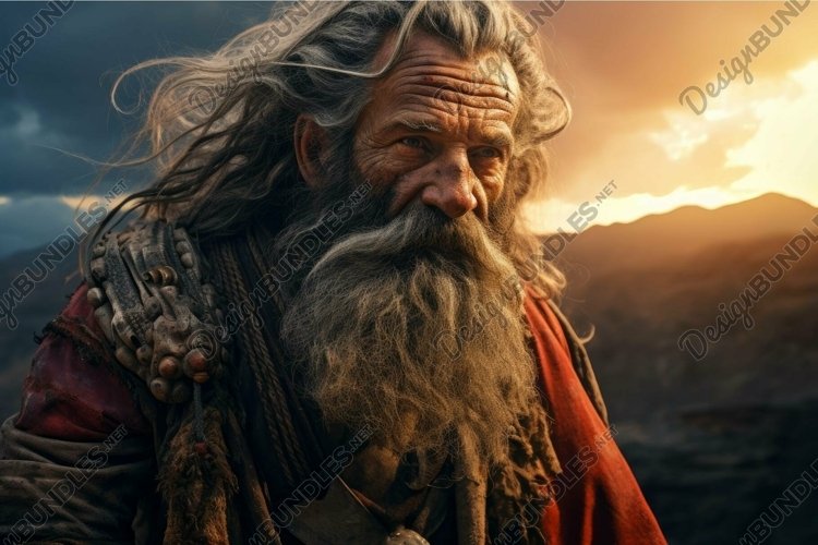 Majestic elder warrior gazing into distance