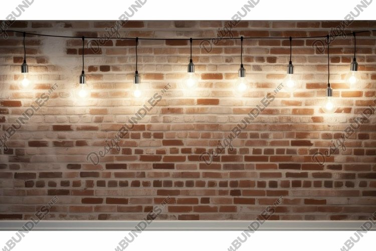 cozy white brick wall with lights
