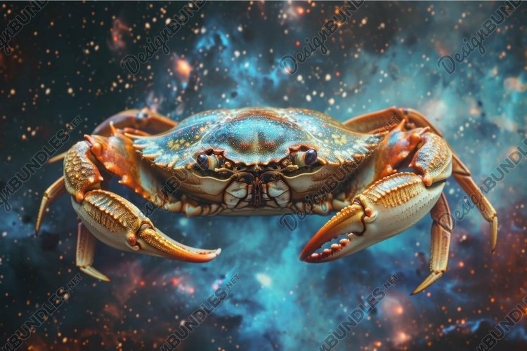 Cosmic crab nebula: a surreal space-themed sea creature