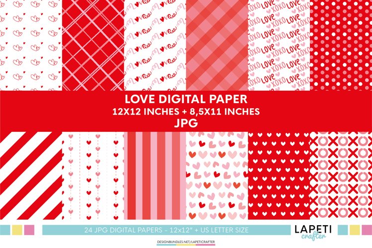 Valentines day scrapbook paper packs | 12x12 red background (423085 ...