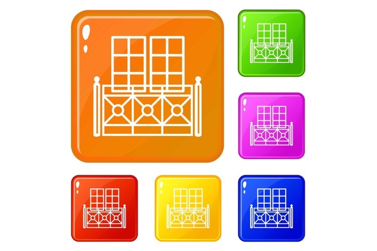 Double balcony icons set vector color