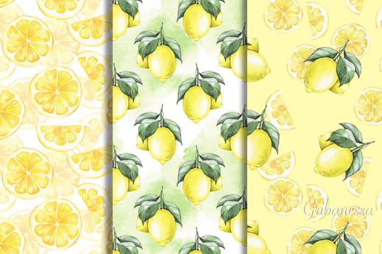 Patterns with lemons. Watercolor (474068) | Patterns | Design Bundles