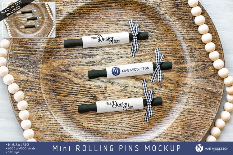 Mini Rolling Pins mockups - black | 2 styled photos