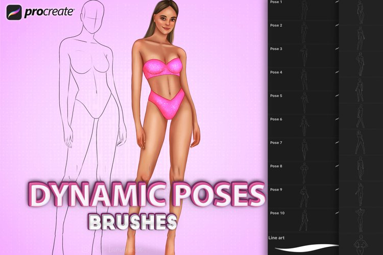 Procreate female poses brushes (1881639) | Procreate brushes | Design Bundles
