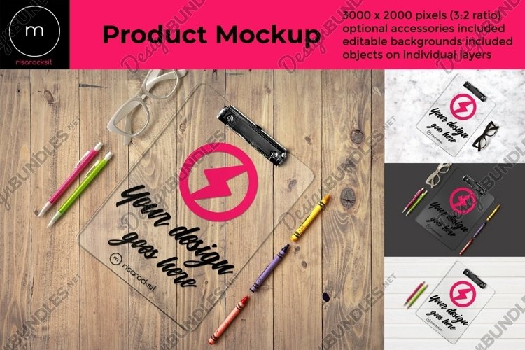Clear Clipboard Front Side Flat Lay Product Mockup (414629) | Mockups ...