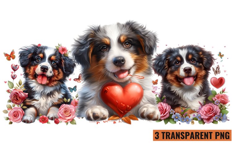 Watercolor Dog With Flowers Clipart Sublimation , PNG