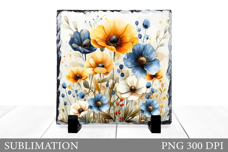 Flowers Square Sublimation. Flowers Slate Design
