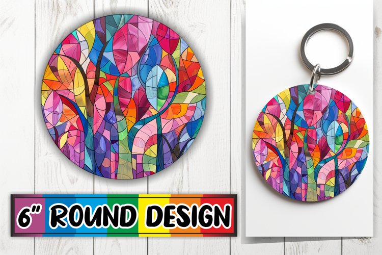 Colorful Round Design Stained Glass Tree