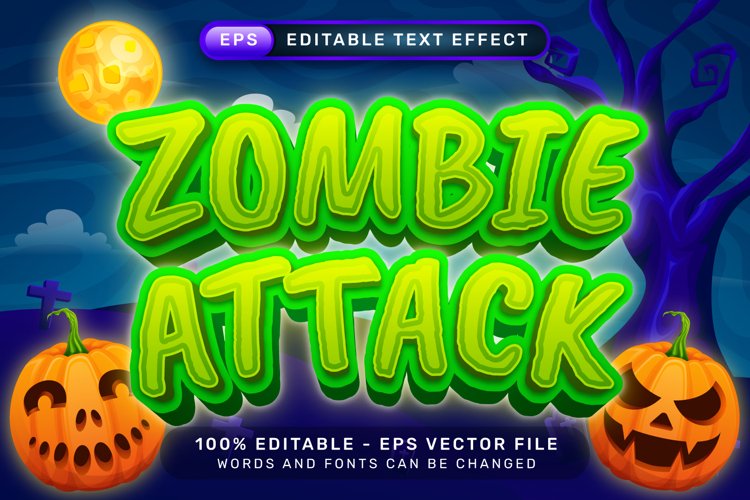 zombie attack text effect and editable text effect